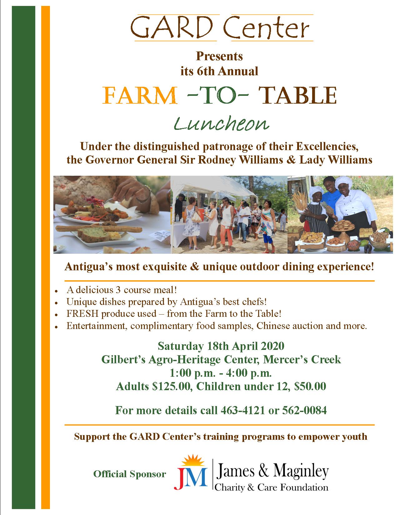 6th Annual Farm to Table Luncheon, 18th April 2020 – GARD Center